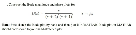 Solved Construct the Bode magnitude and phase plots for S | Chegg.com