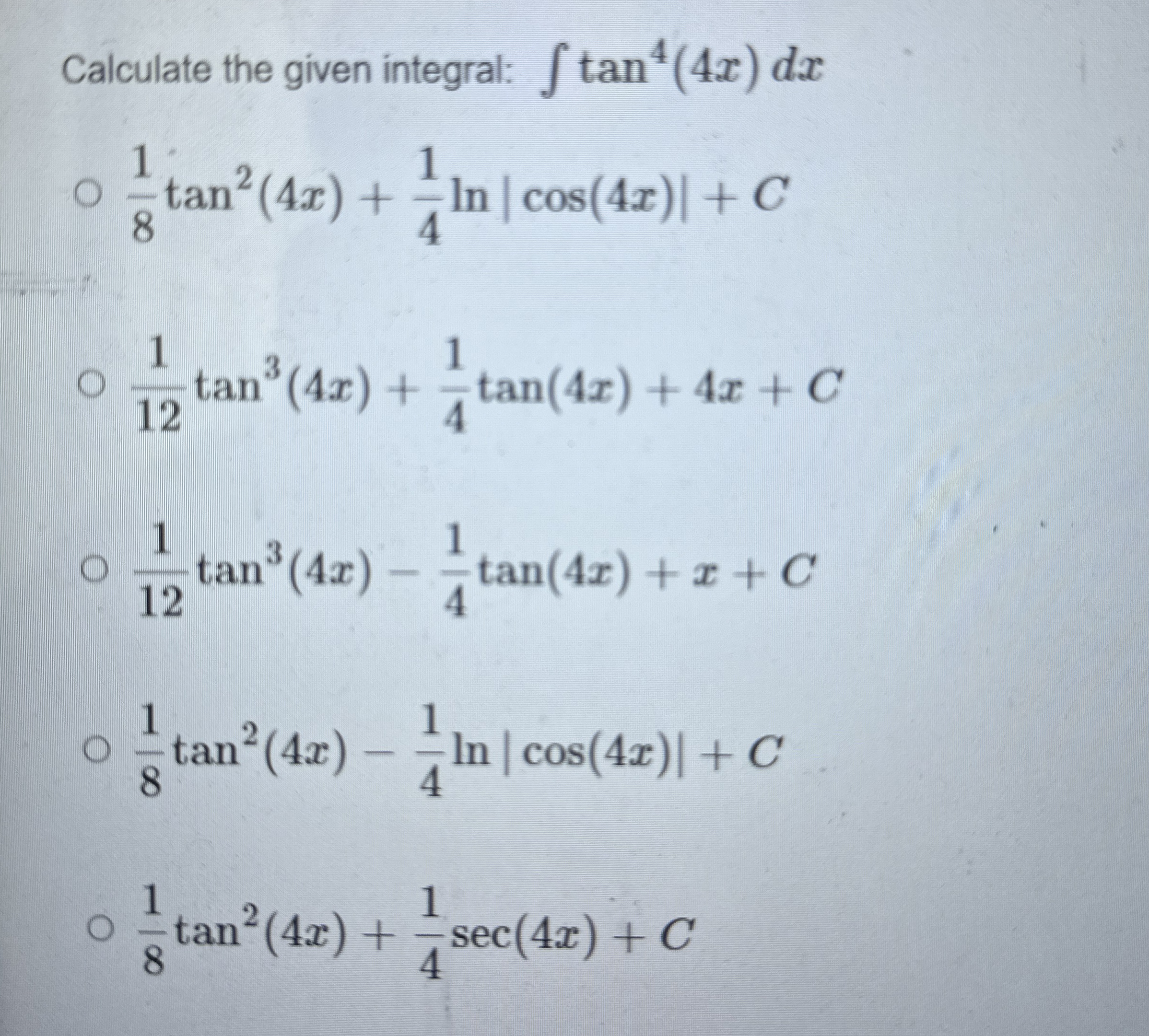 Solved Calculate the given integral: | Chegg.com