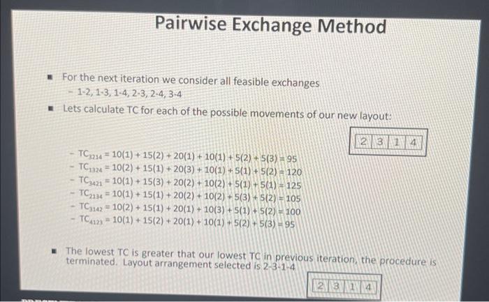 Pairwise Exchange Method - For the next iteration we | Chegg.com