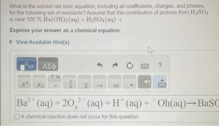 Solved What is the correct net ionic equation, including all | Chegg.com