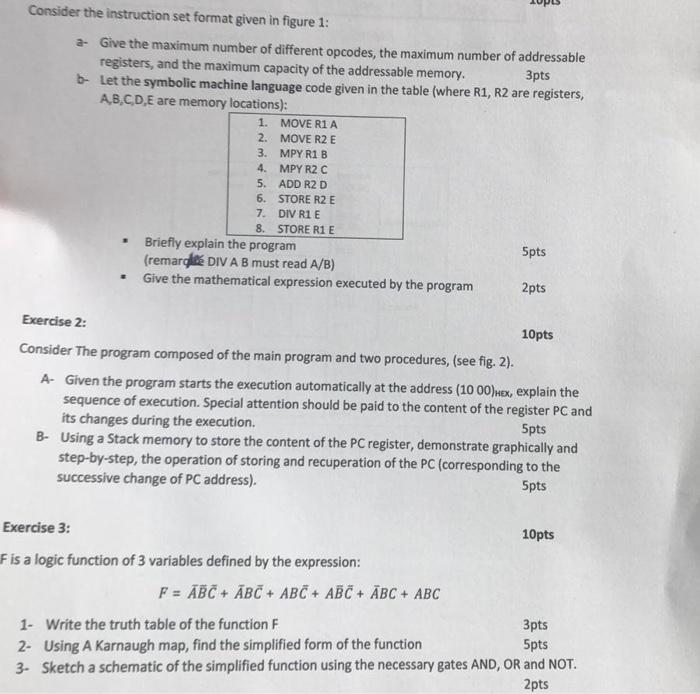 Solved Consider the instruction set format given in figure | Chegg.com