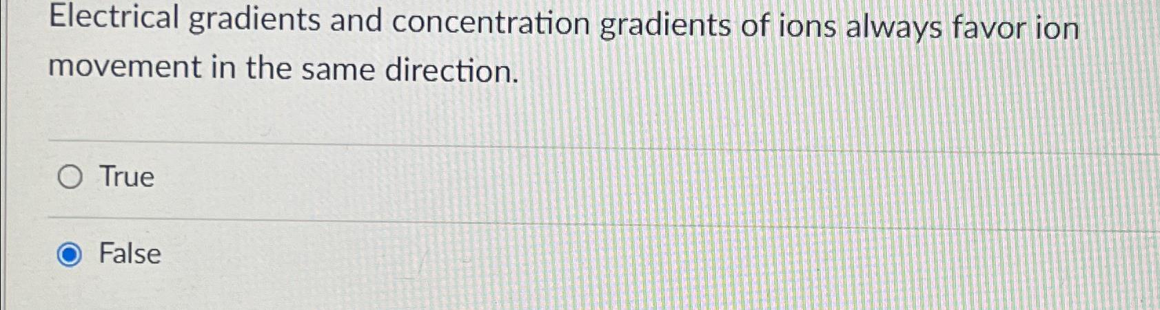 Solved Electrical gradients and concentration gradients of | Chegg.com
