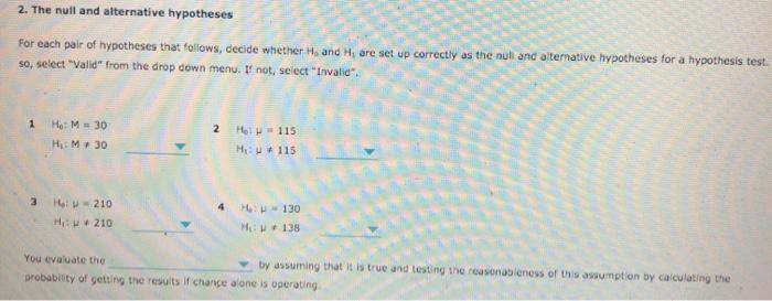 Solved 2. The null and alternative hypotheses For each pair | Chegg.com