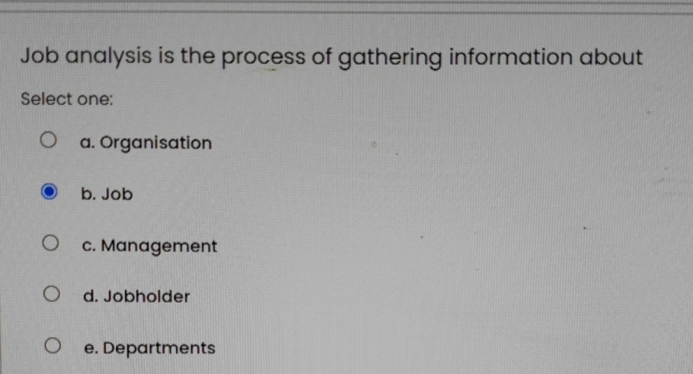 Solved Job analysis is the process of gathering information | Chegg.com