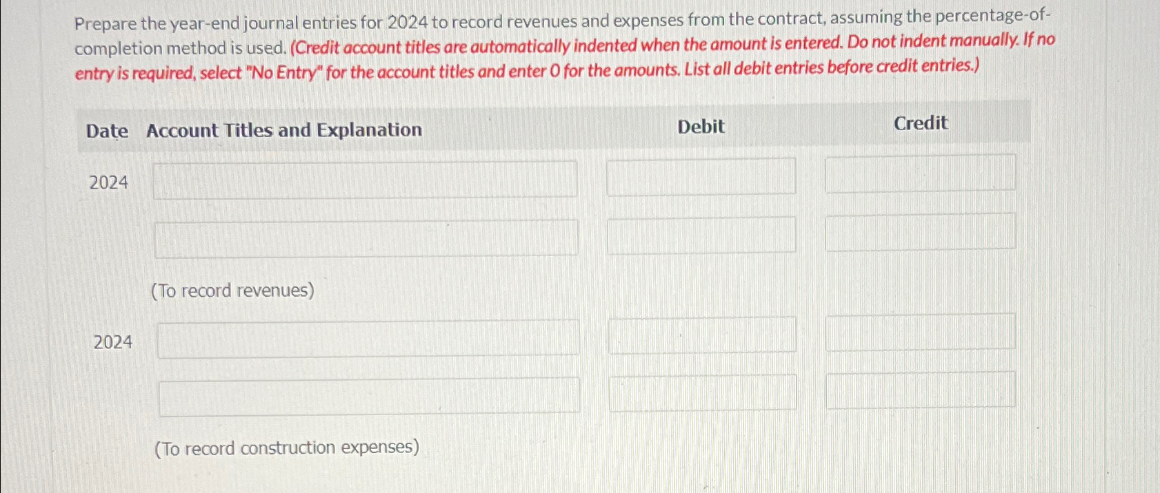 Solved Prepare the year-end journal entries for 2024 ﻿to | Chegg.com