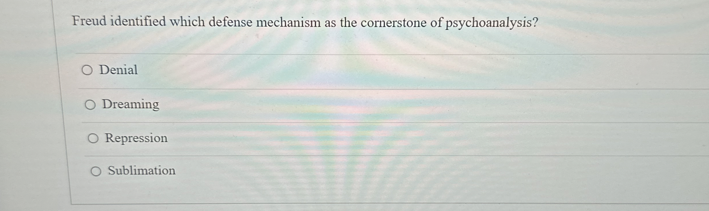 Solved Freud identified which defense mechanism as the | Chegg.com