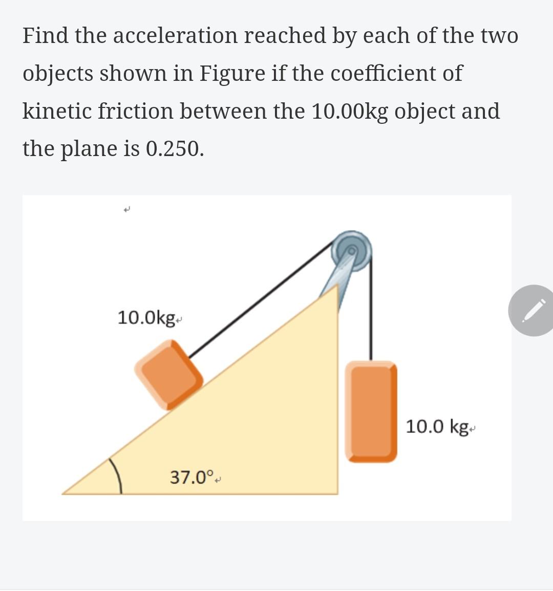 Solved Find the acceleration reached by each of the two | Chegg.com