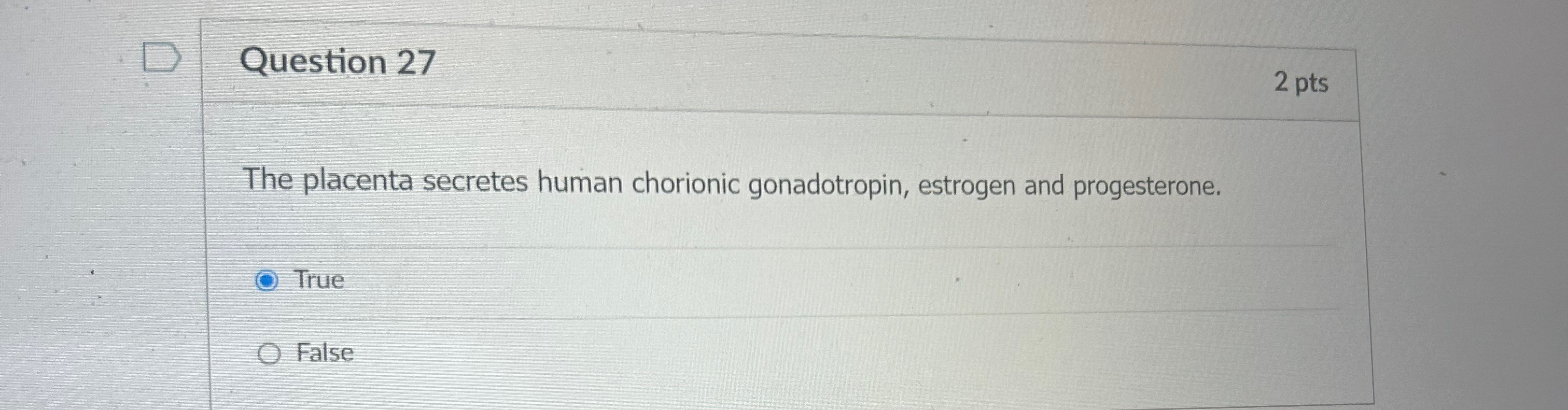Solved Question 272 ptsThe placenta secretes human | Chegg.com Solved Question 272 ptsThe placenta secretes human | Chegg.com