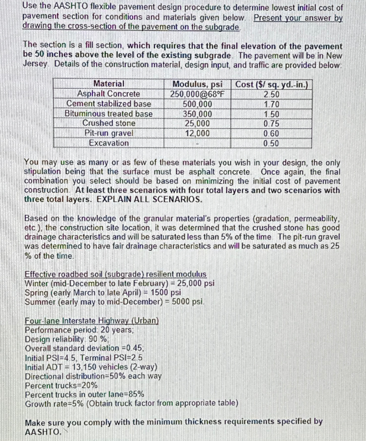 Solved Use the AASHTO flexible pavement design procedure to | Chegg.com
