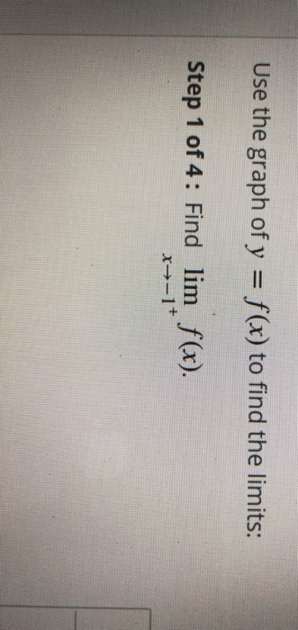Solved Use the graph of y = f(x) to find the limits: Step 1 | Chegg.com