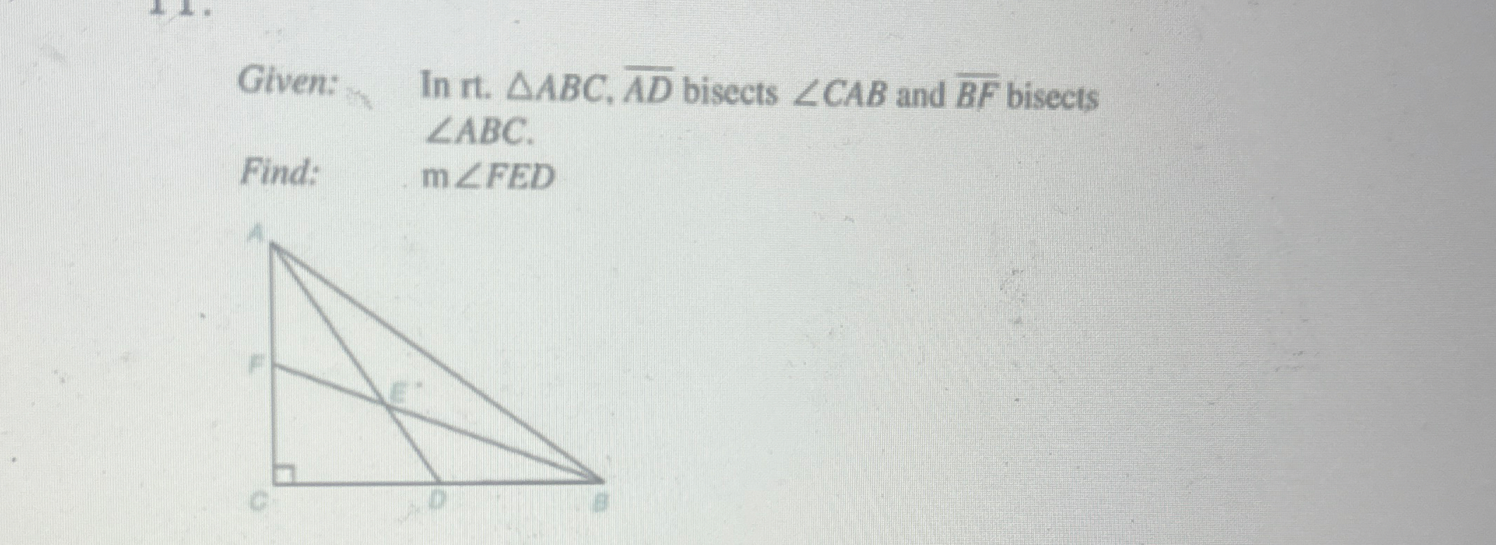 Solved Given: In rt. ????ABC,bar (AD) ﻿bisects ??CAB ﻿and | Chegg.com