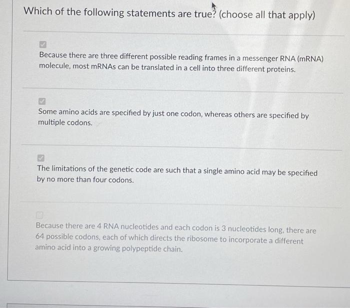 Solved Which of the following statements are true? (choose | Chegg.com