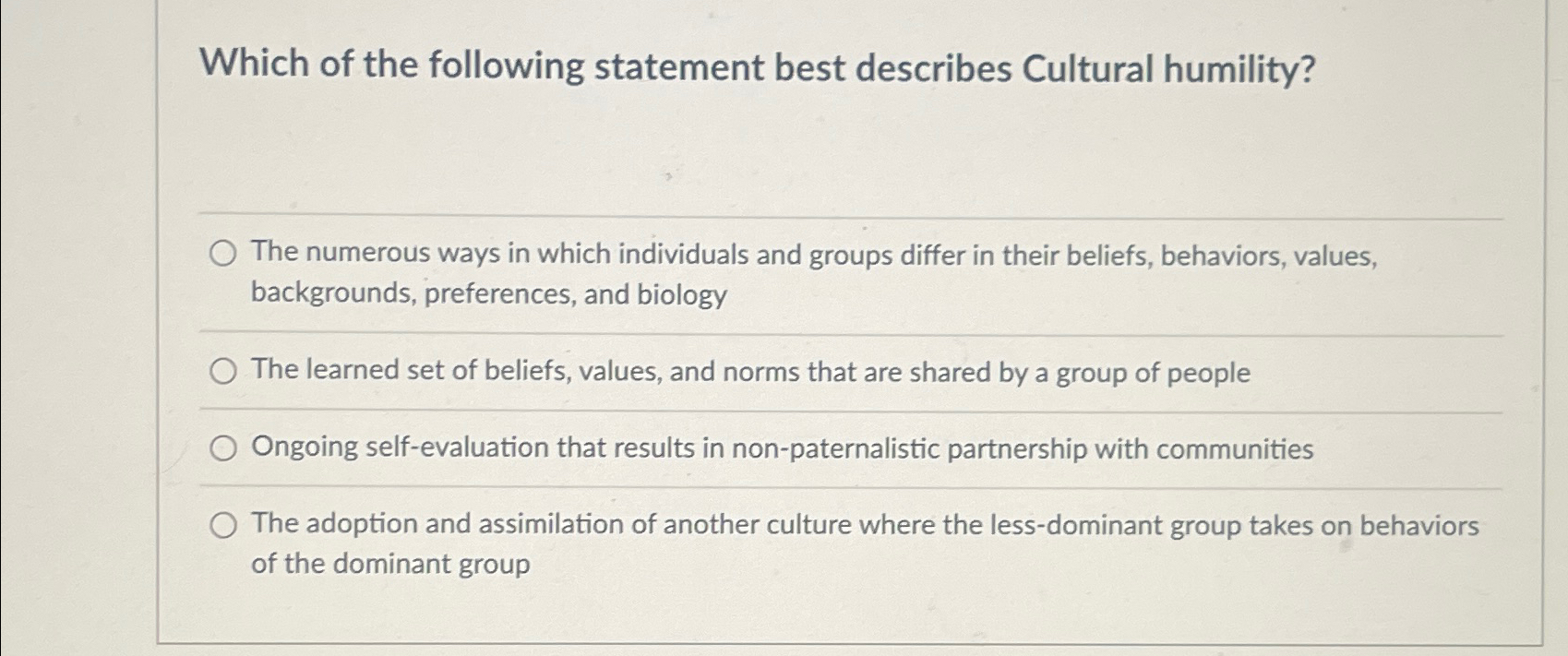 Solved Which of the following statement best describes | Chegg.com