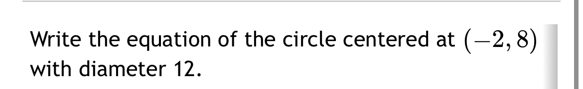 Solved Write the equation of the circle centered at (-2,8) | Chegg.com