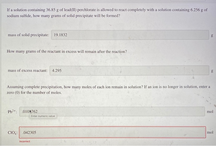 Solved If a solution containing 36.85 g of lead(II) | Chegg.com