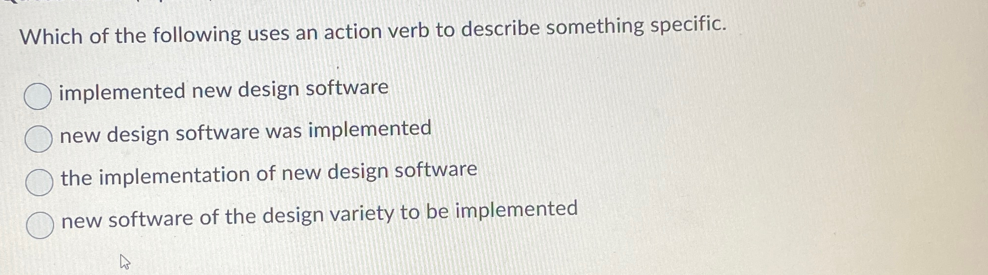 Which of the following uses an action verb to | Chegg.com