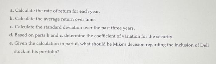 Solved P8-11 Rate of return, standard deviation, and | Chegg.com