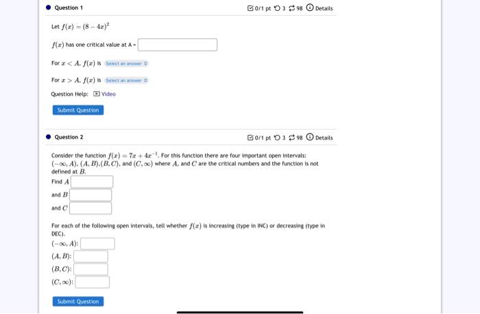 Solved Consider the function f(x)=6x+7x−1, for this function | Chegg.com