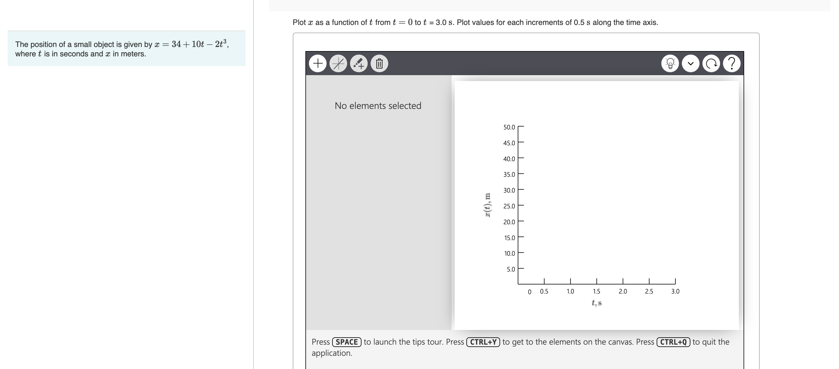Plot x ﻿as a function of t ﻿from t=0 ﻿to t=3.0s. | Chegg.com