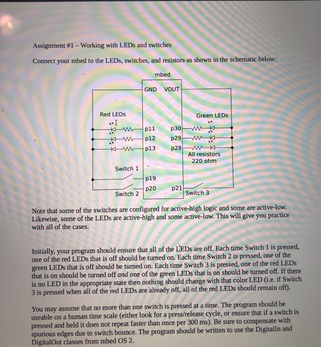Solved Assignment #1 - Working with LEDs and switches | Chegg.com