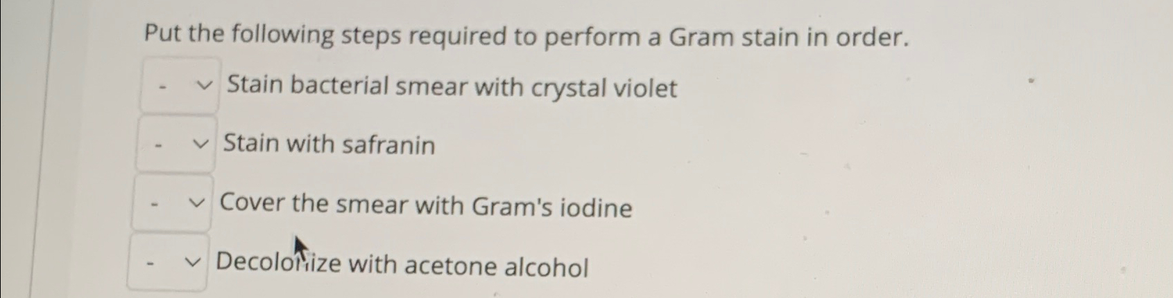 Solved Put the following steps required to perform a Gram | Chegg.com