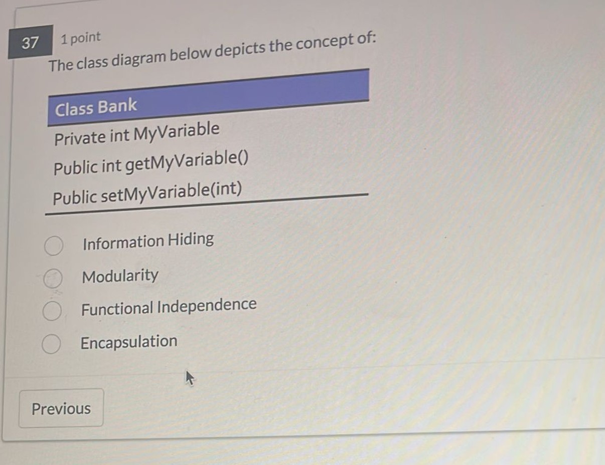 Solved 371 ﻿pointThe class diagram below depicts the concept | Chegg.com