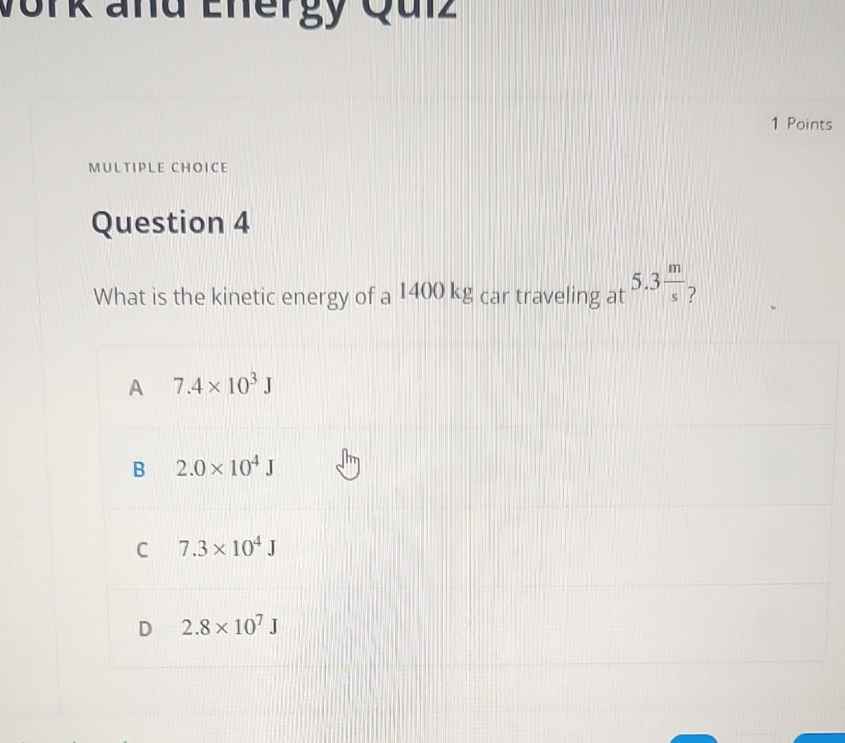 Solved 1 Points MULTIPLE CHOICE Question 4 What is the | Chegg.com