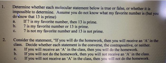 Solved Determine whether each molecular statement below is | Chegg.com