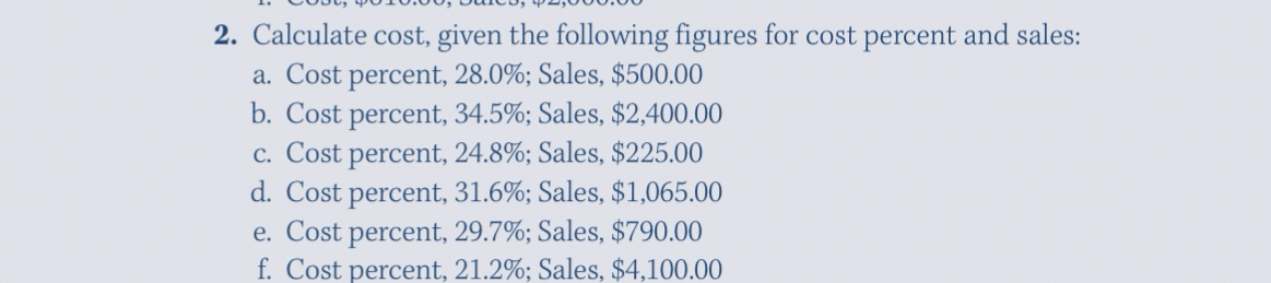 Solved Calculate cost, given the following figures for cost | Chegg.com