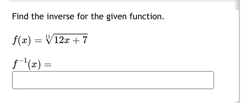Solved Find the inverse for the given | Chegg.com