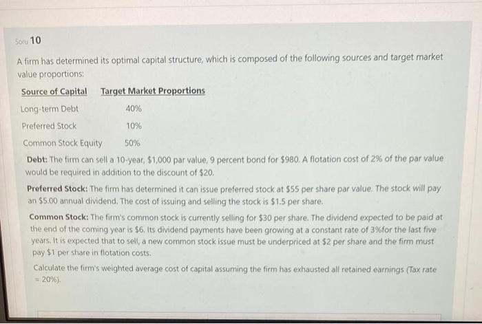 Solved A firm has determined its optimal capital structure, | Chegg.com