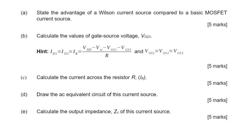 Solved The Figure below shows a Wilson current source. Given | Chegg.com