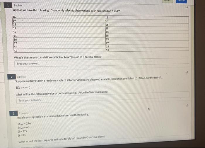 Solved 4 5 2 points In a simple regression analysis we have | Chegg.com