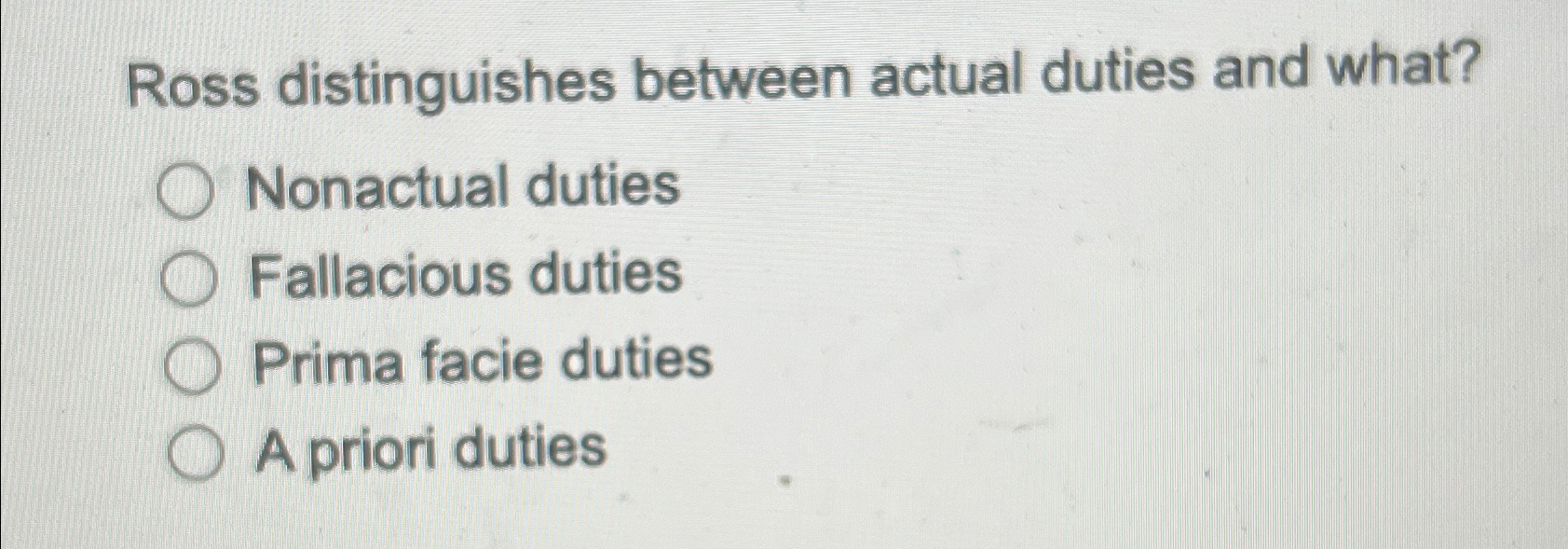 Solved Ross distinguishes between actual duties and | Chegg.com