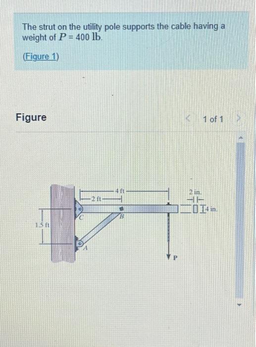 Solved The strut on the utility pole supports the cable | Chegg.com