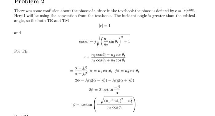 Solved Problem 2 There was some confusion about the phase of | Chegg.com