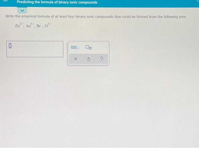 Solved Predicting the formula of binary ionic compounds | Chegg.com