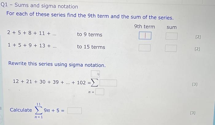Solved 21 - Sums and sigma notation For each of these series | Chegg.com