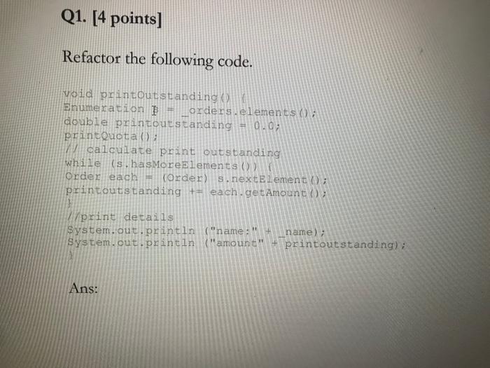Solved Q1. [4 points] Refactor the following code. void | Chegg.com