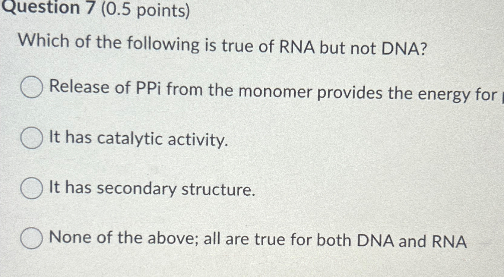 Solved Question 7 (0.5 ﻿points)Which of the following is | Chegg.com