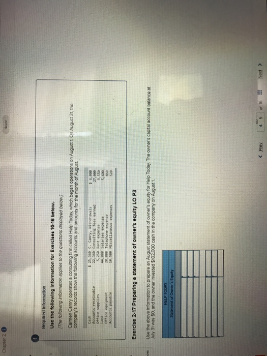 Solved Chapter 2 1 Required Information Use the following | Chegg.com