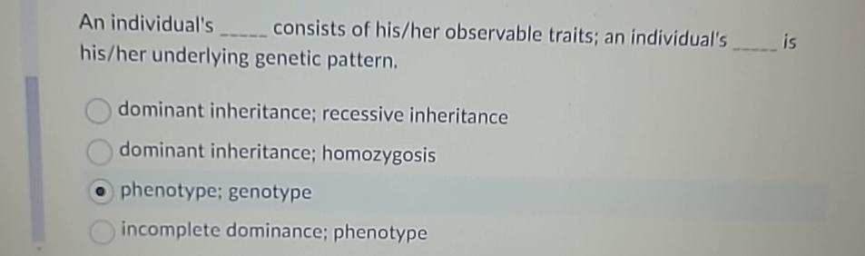 Solved An individual's consists of his/her observable | Chegg.com