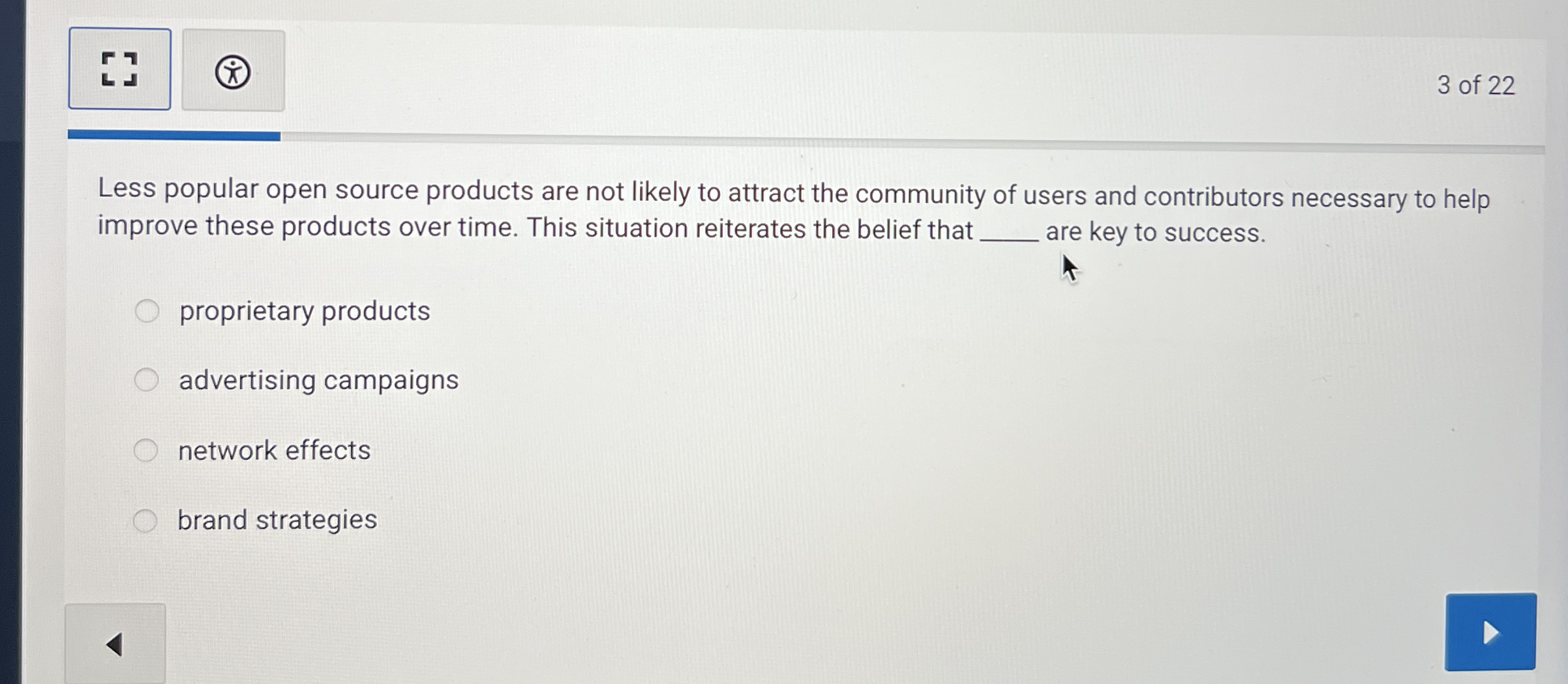 Solved 3 ﻿of 22Less popular open source products are not | Chegg.com
