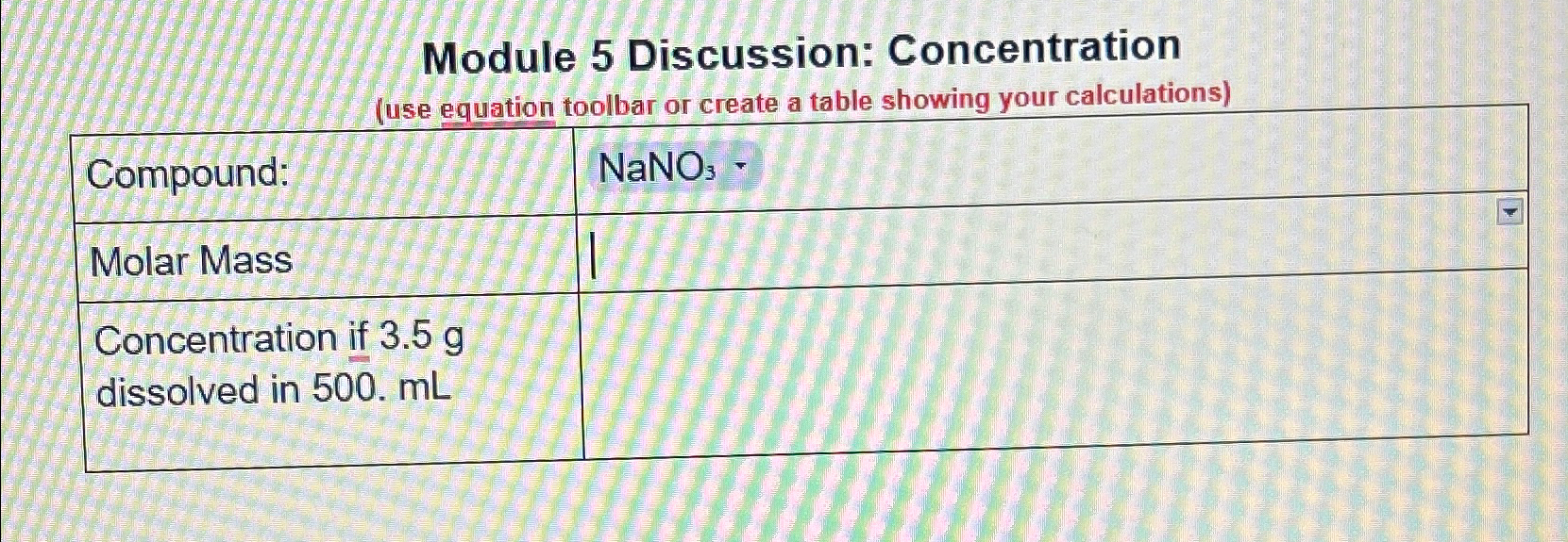 Solved Module 5 ﻿Discussion: Concentration(use equation | Chegg.com