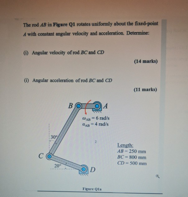 Solved the rod AB in figure Q1 rotate uniformly about | Chegg.com