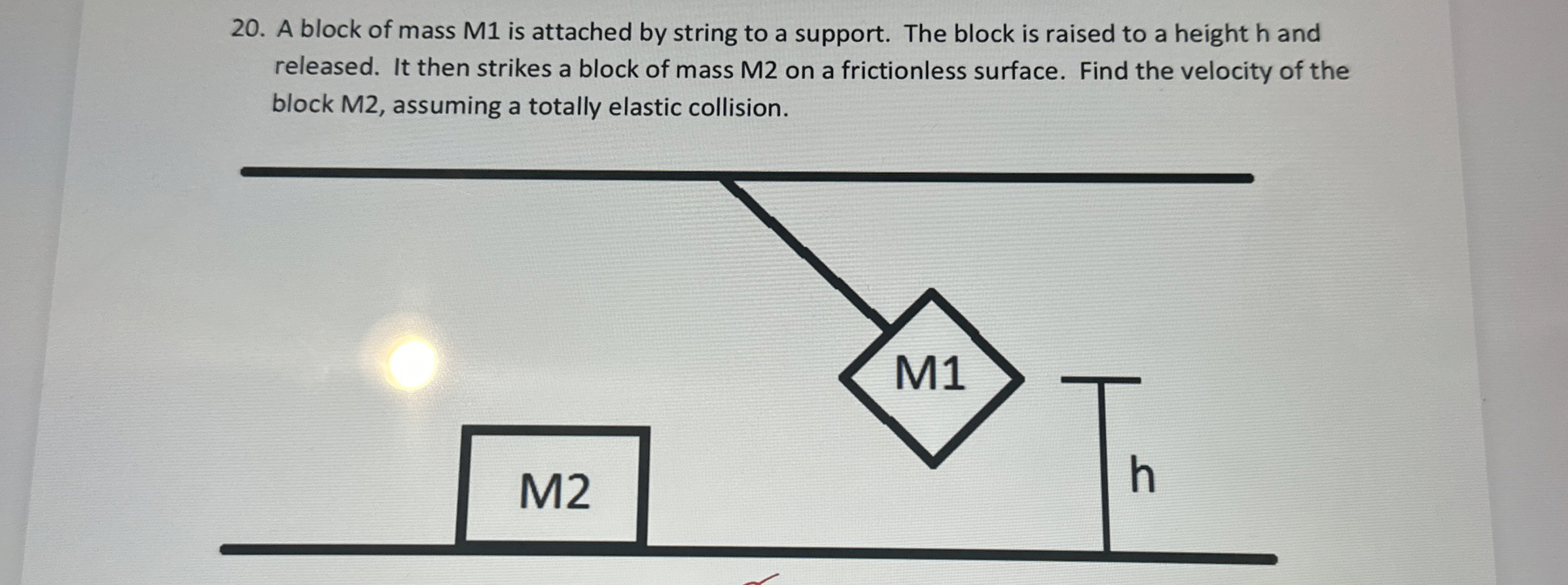 Solved A block of mass M1 ﻿is attached by string to a | Chegg.com