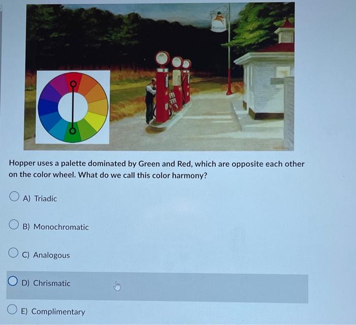 Hopper uses a palette dominated by Green and Red, | Chegg.com