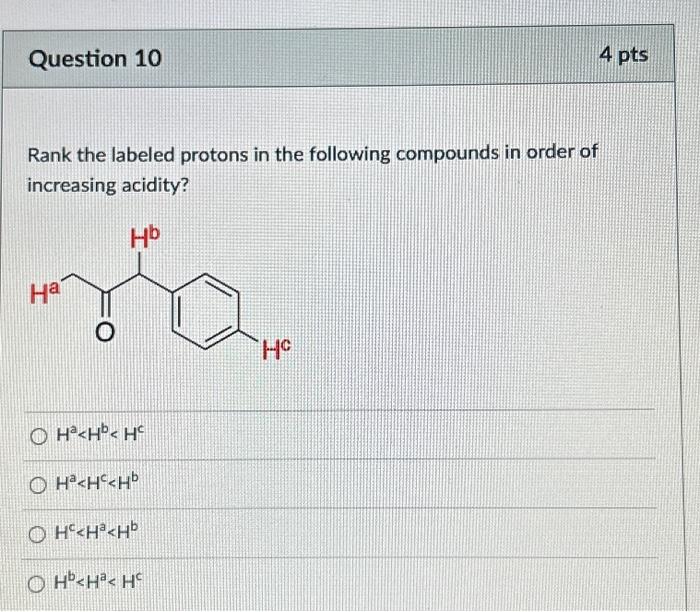 Solved Rank the labeled protons in the following compounds | Chegg.com