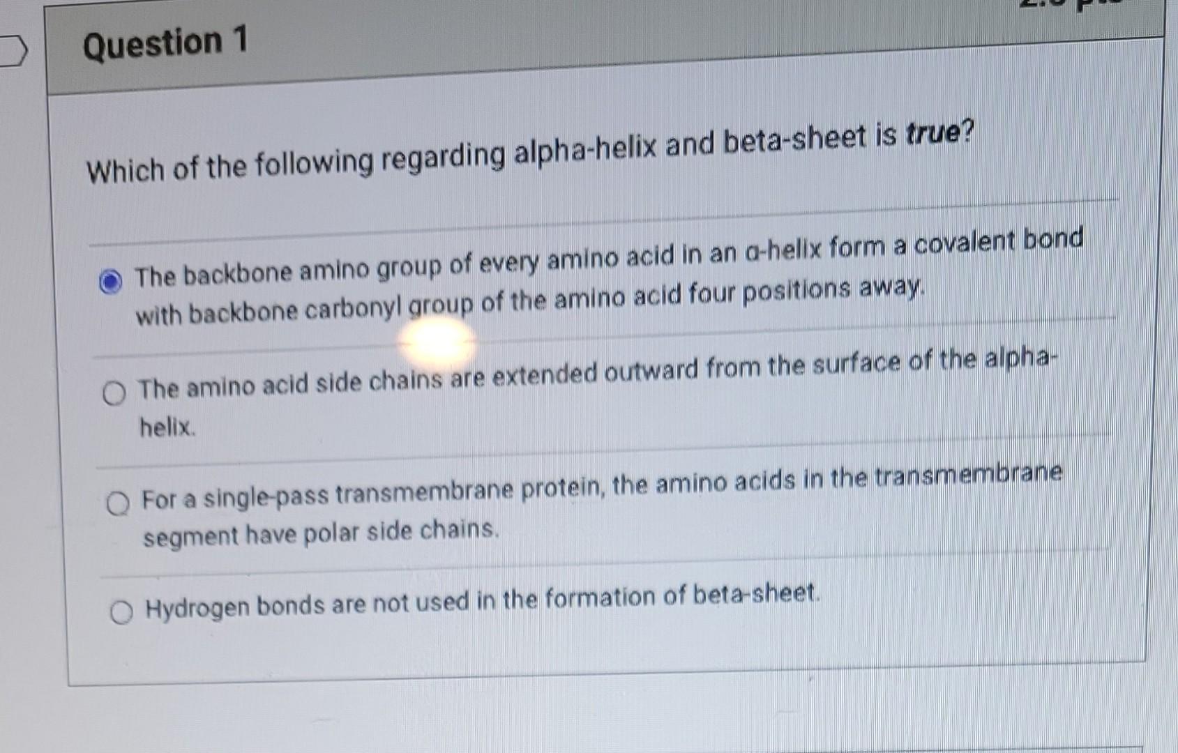 Solved Which of the following regarding alpha-helix and | Chegg.com