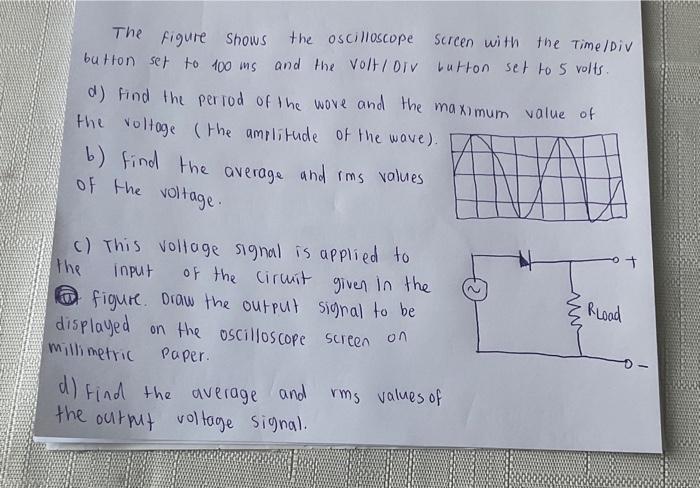 Solved The figure shows the oscilloscope Screen with the | Chegg.com